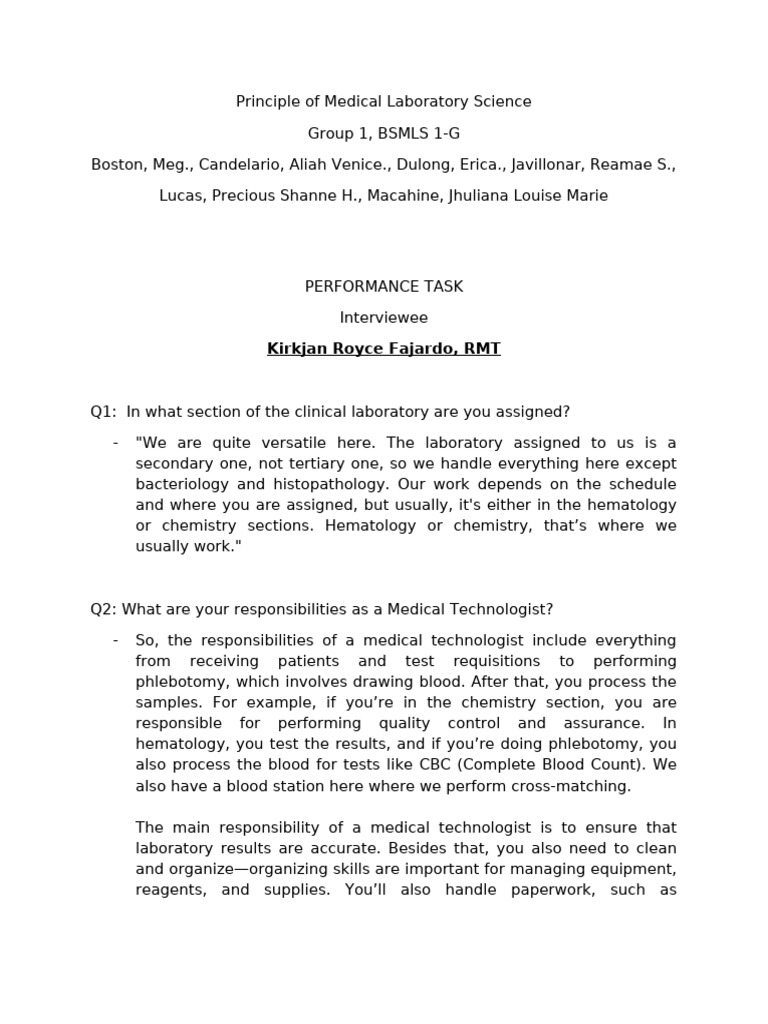 Principle of Medical Laboratory Science | PDF