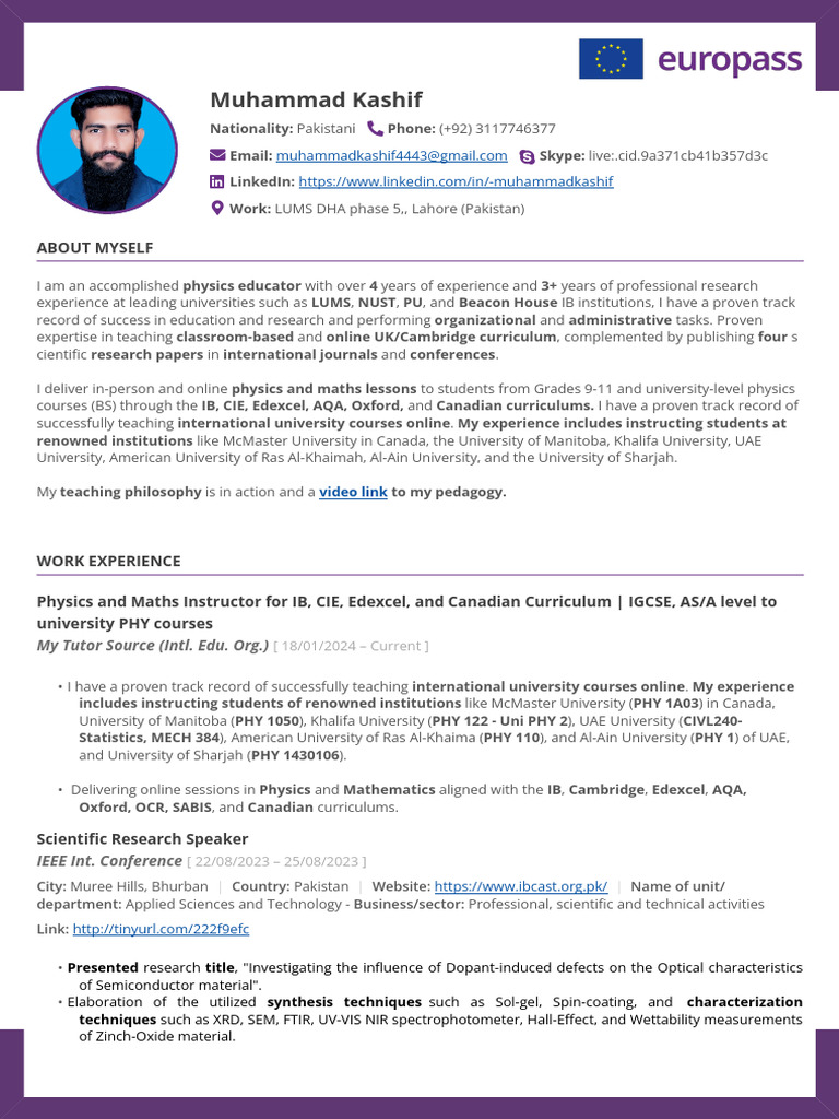 Resume Muhammad Kashif | PDF
