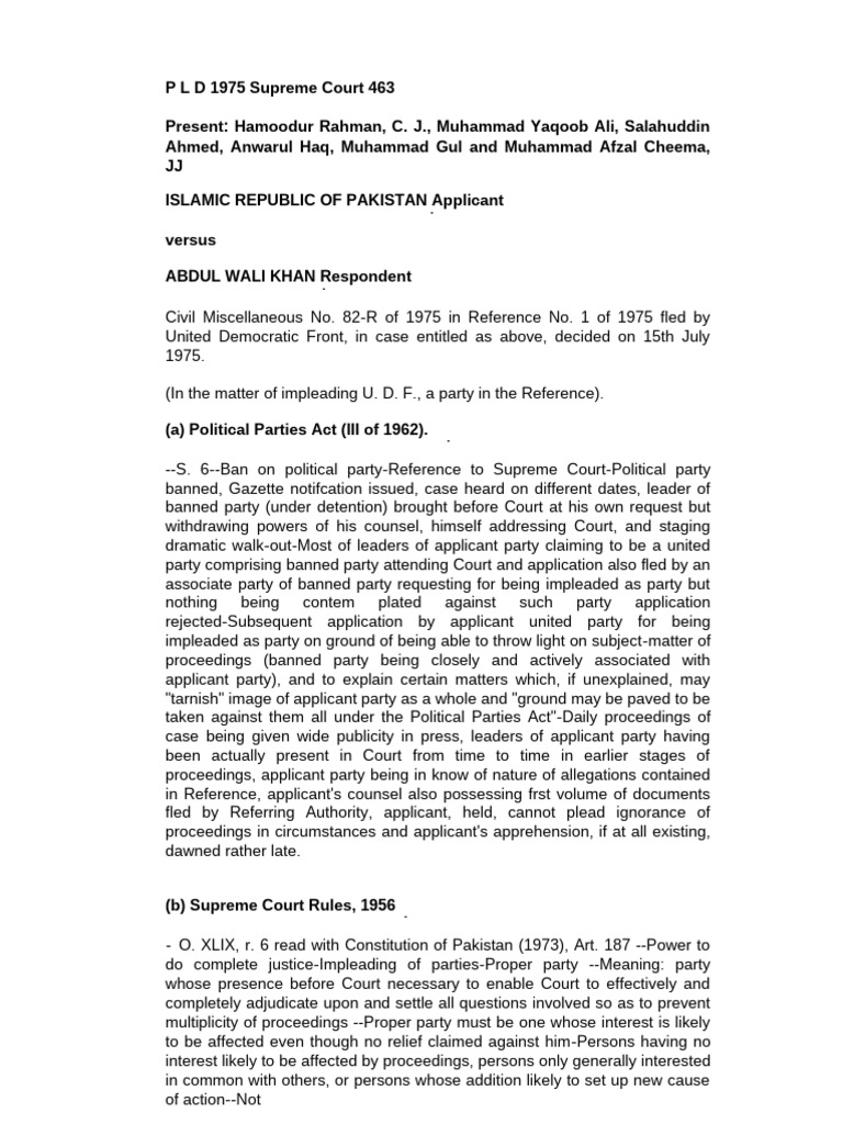 P L D 1975 Supreme Court 463 | PDF
