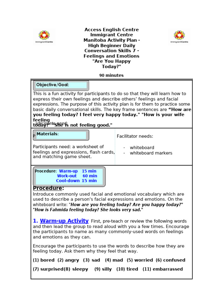 Daily Conversation Skills 7 Are You Happy Today Feelings and Emotions | PDF