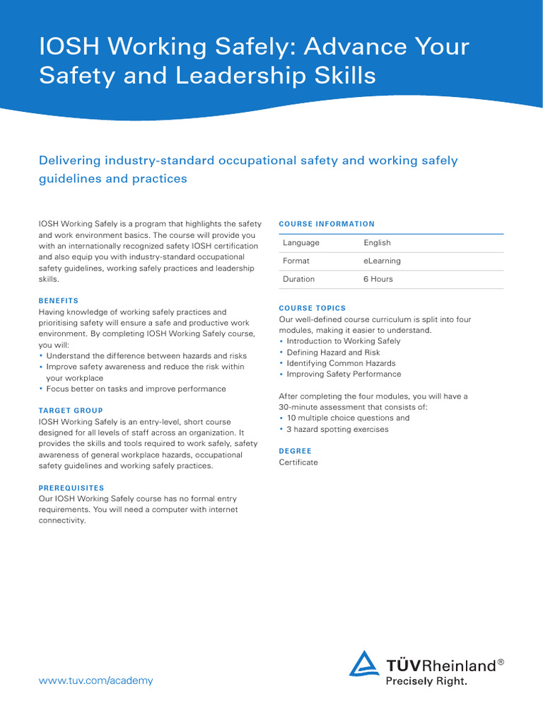 IOSH Working Safely | PDF