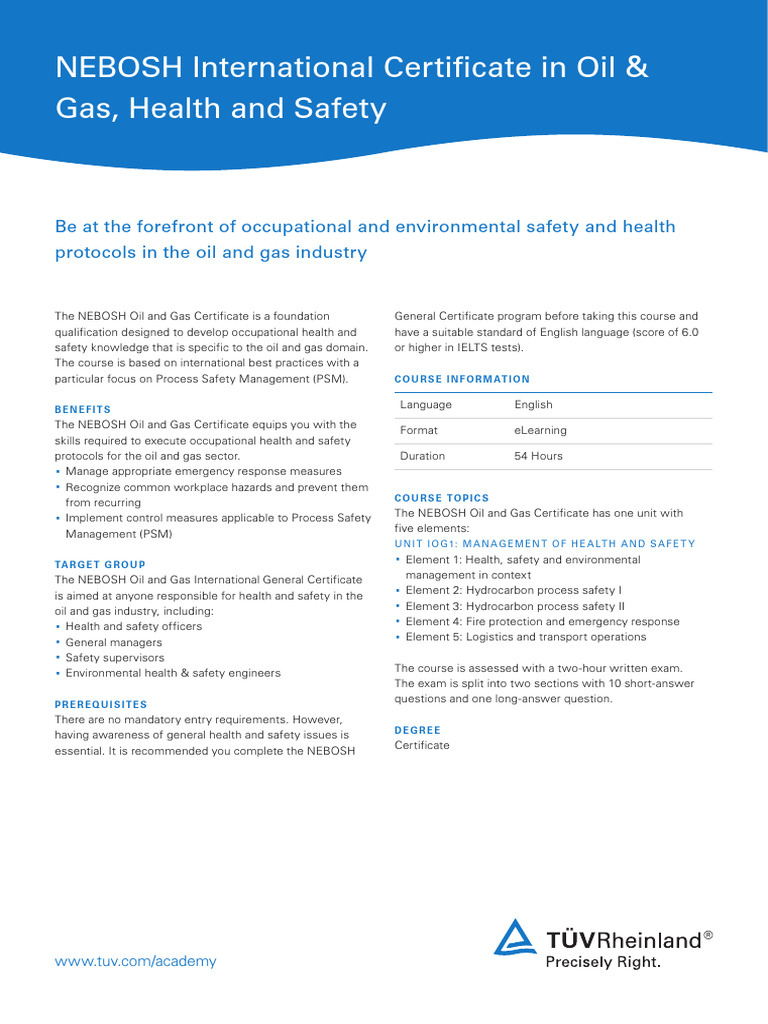 NEBOSH - Oil and Gas | PDF