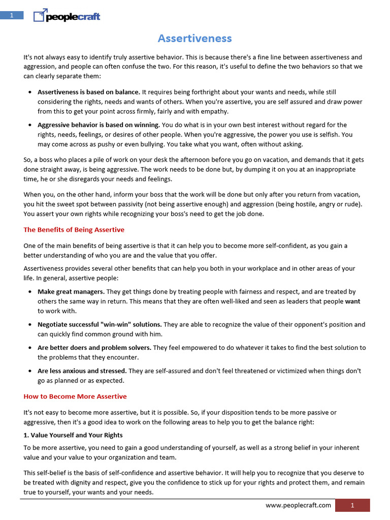 Assertiveness & Body Language | PDF