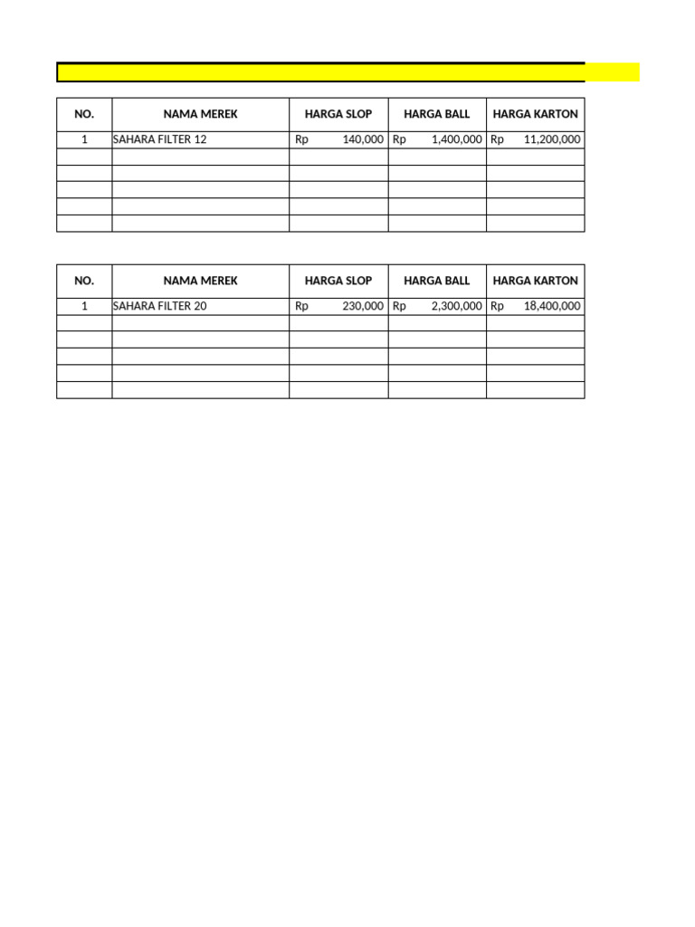 Contoh Format Rekap in Out Rokok | PDF