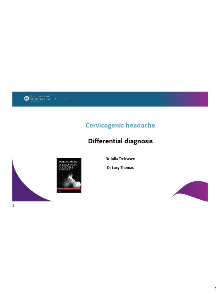 Cervicogenic Headache - Examination - (Week Five) | PDF | Headache ...