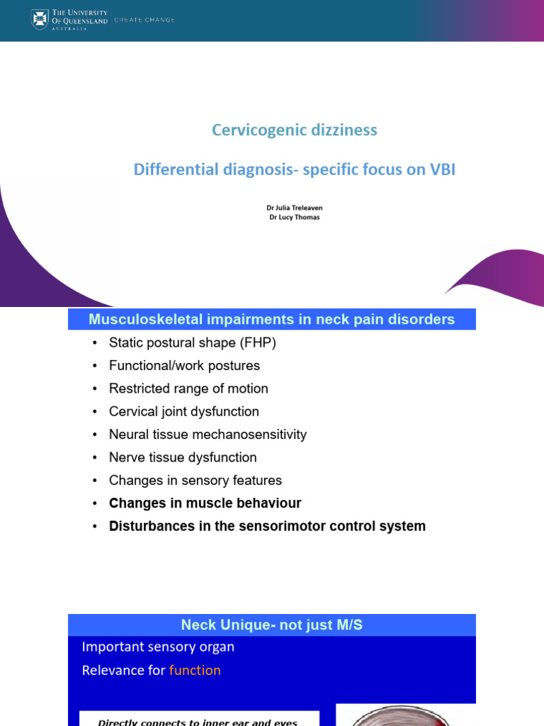 Cervicogenic Dizziness - Part - 1-2 (Week Five) | PDF