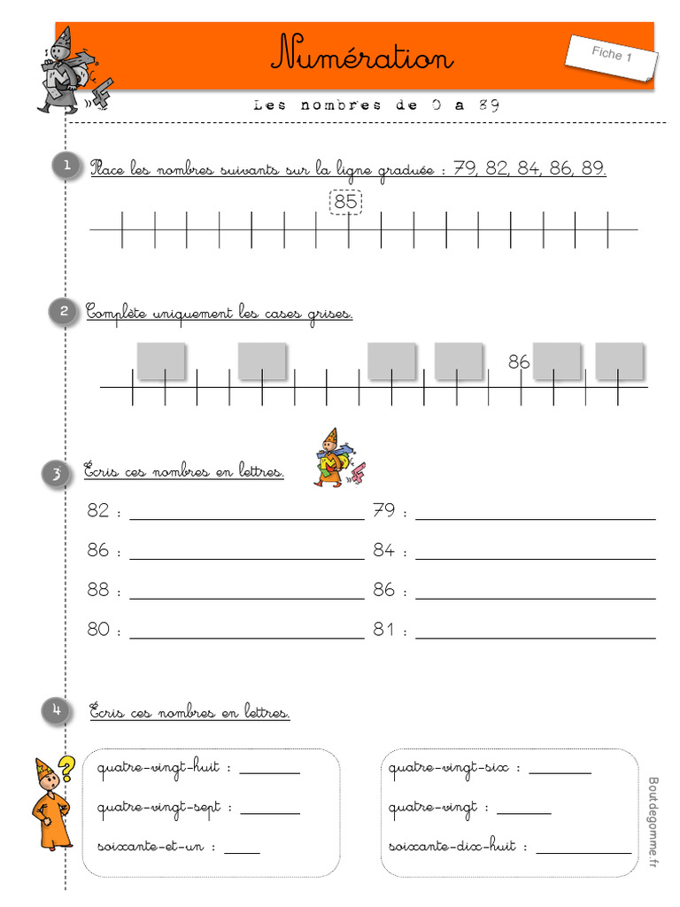 EXERCICES CE1 Nombres-De-0-A-99-Complet | PDF