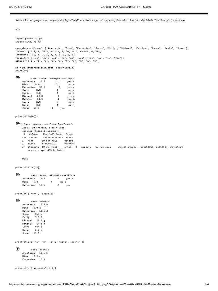 ASSIGNMENT 1 - Colab | PDF ASSIGNMENT 1 - Colab | PDF