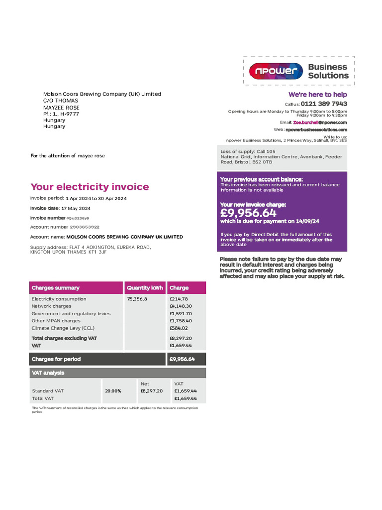 UK Utility Bill - Document - Tony | PDF