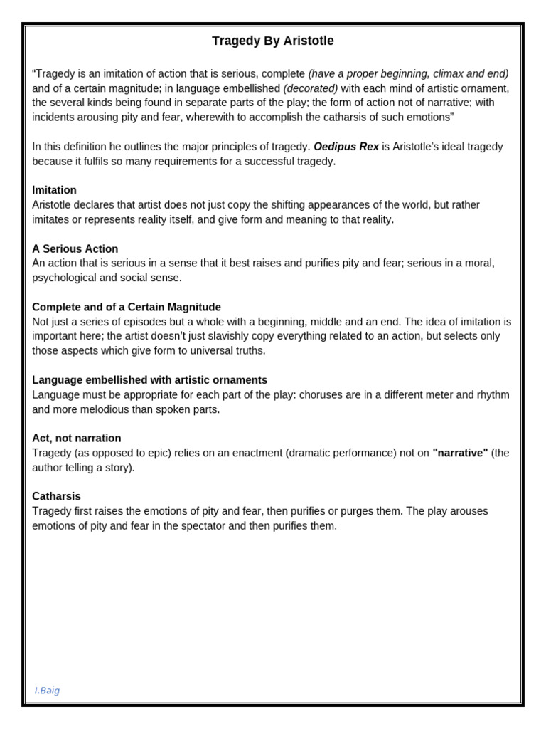 Tragedy by Aristotle | PDF