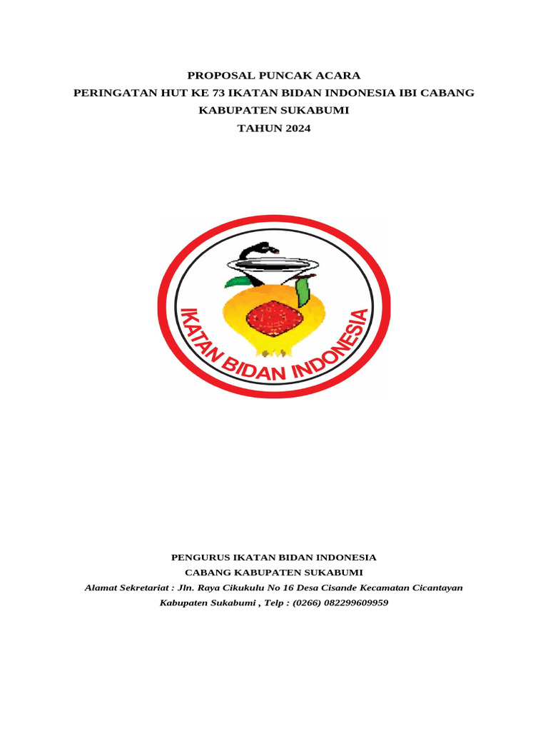 Peringatan HUT ke-73 IBI 2024 Sukabumi | PDF