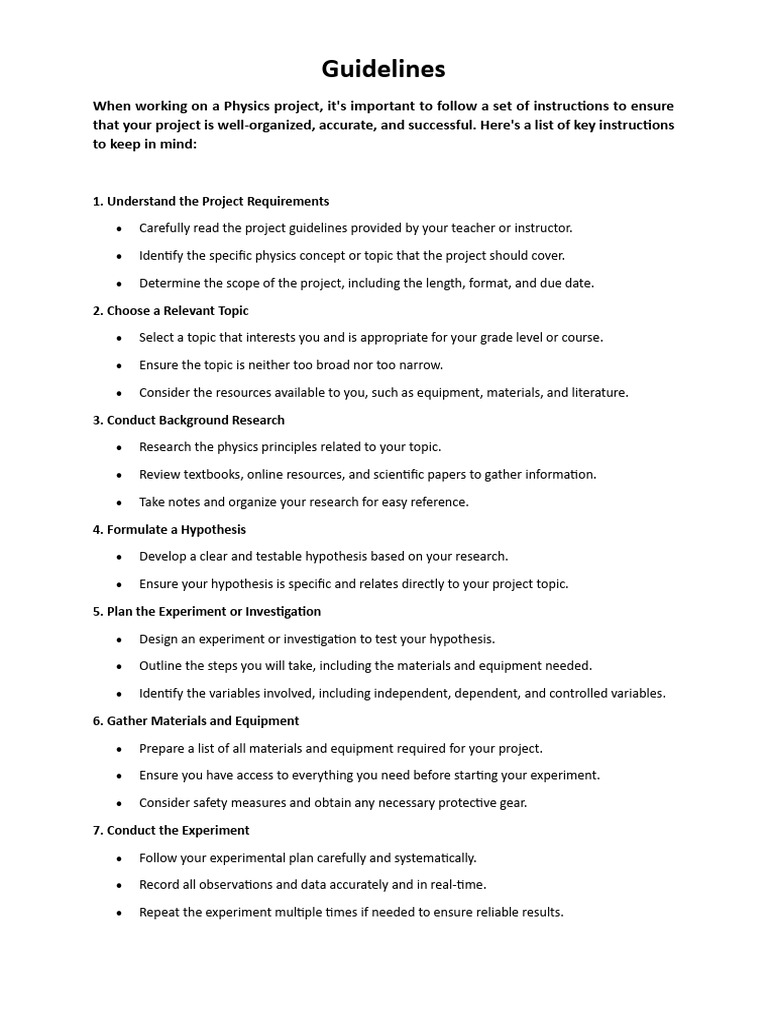 Guidlines For Making Physics Projects | PDF