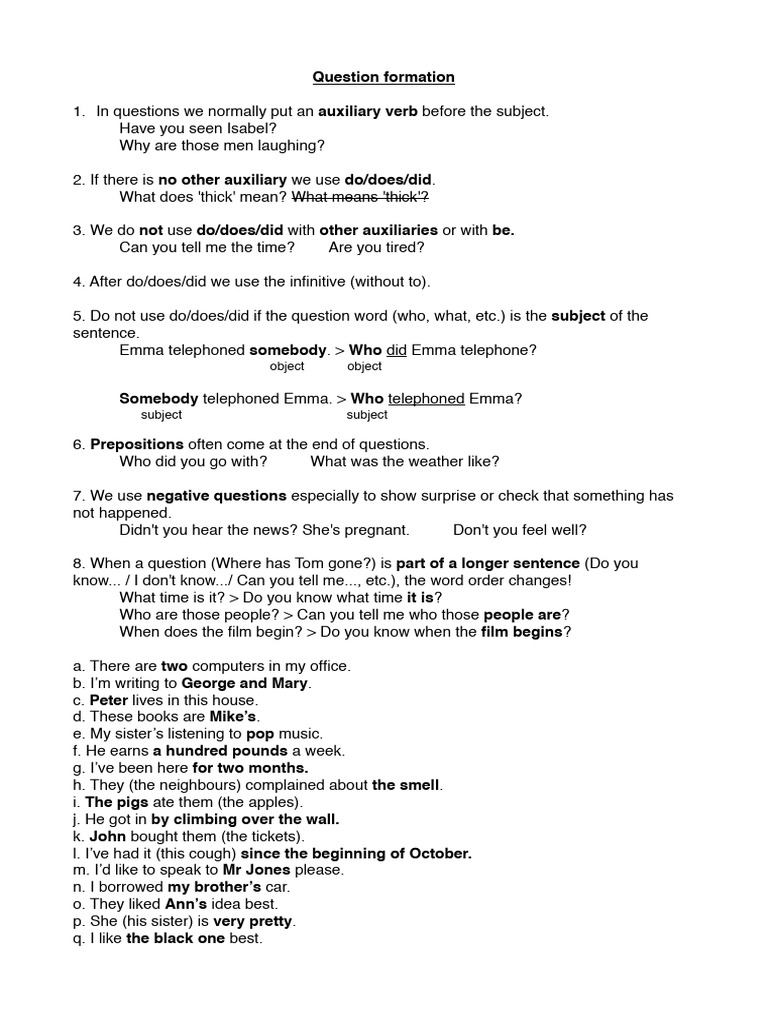 Question Formation | PDF