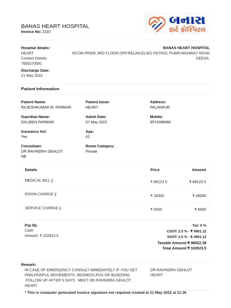 Medical Bill Template 1 | PDF