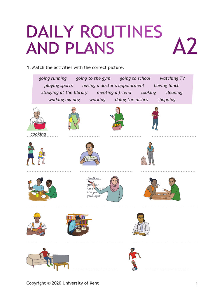 Daily Routines and Plans A2 Students Worksheet 1 | PDF