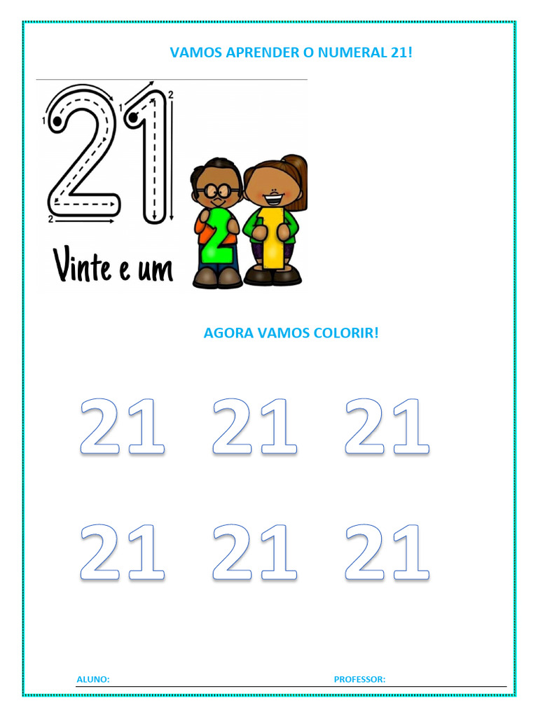VAMOS APRENDER O NUMERAL 21 | PDF