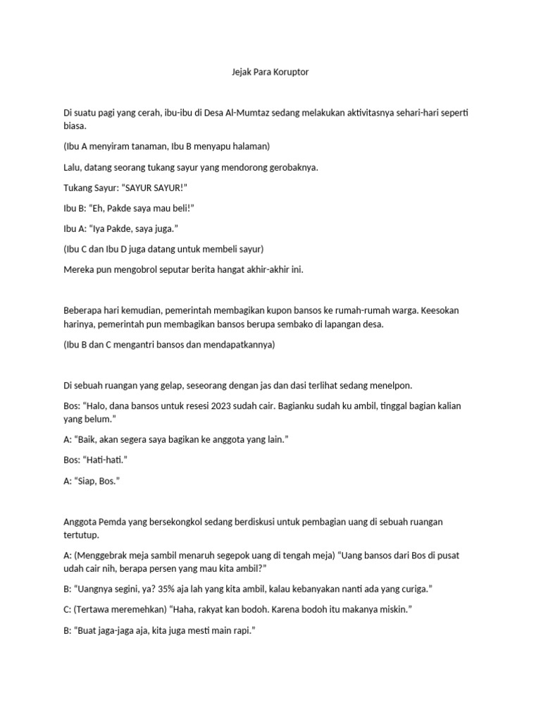 Naskah SBK - Jejak para Koruptor | PDF