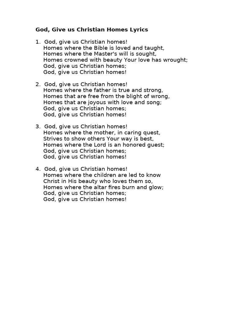 God Give Us Christian Homes | PDF