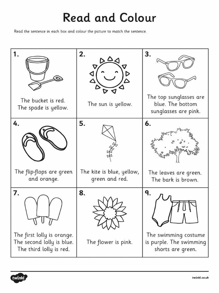 T T 12241 Summer Read and Colour Worksheet | PDF