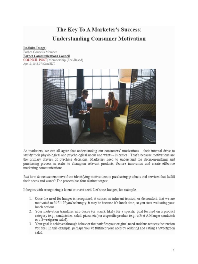 Objective 1 The Key To A Marketer's Success - Understanding Consumer ...