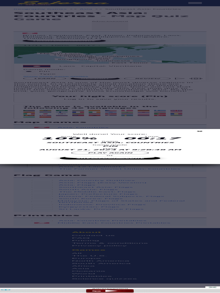 Southeast Asia Countries - Map Quiz Game - Seterra | PDF | Asia ...