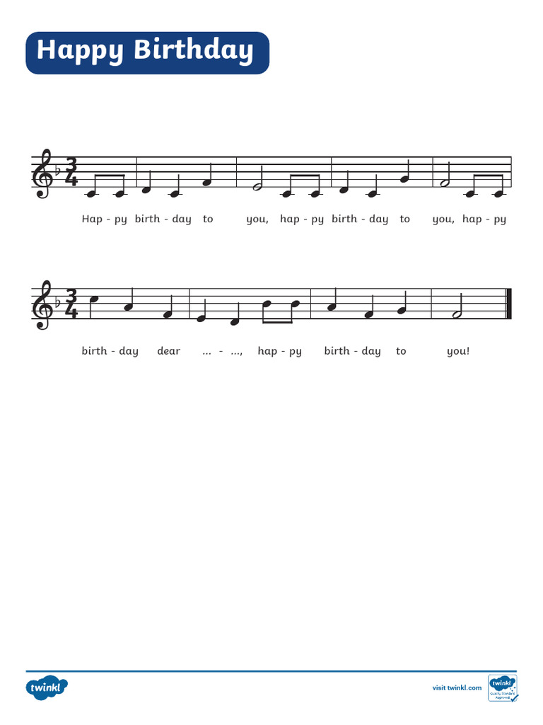 T TP 1671116819 Happy Birthday Piano Notes Sheet Music Ver 2 | PDF