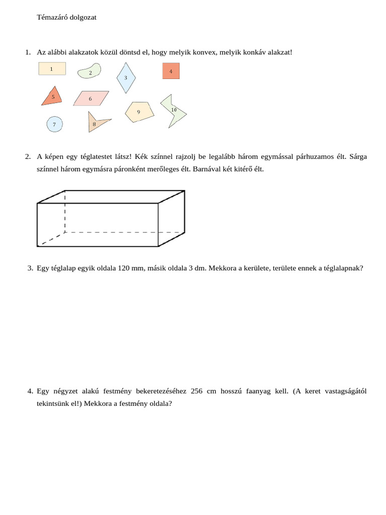 Témazáró Dolgozat 5.a Sima | PDF