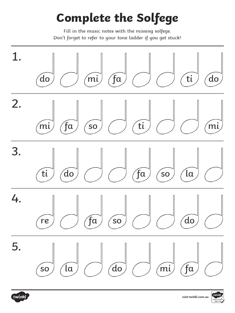 Au M 4256 Solfege Activity Sheet - Ver - 1 | PDF