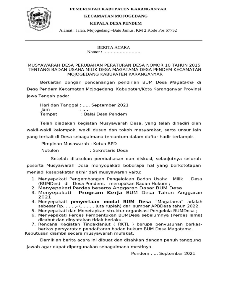 01 BA Musdes Bumdes 2021 | PDF