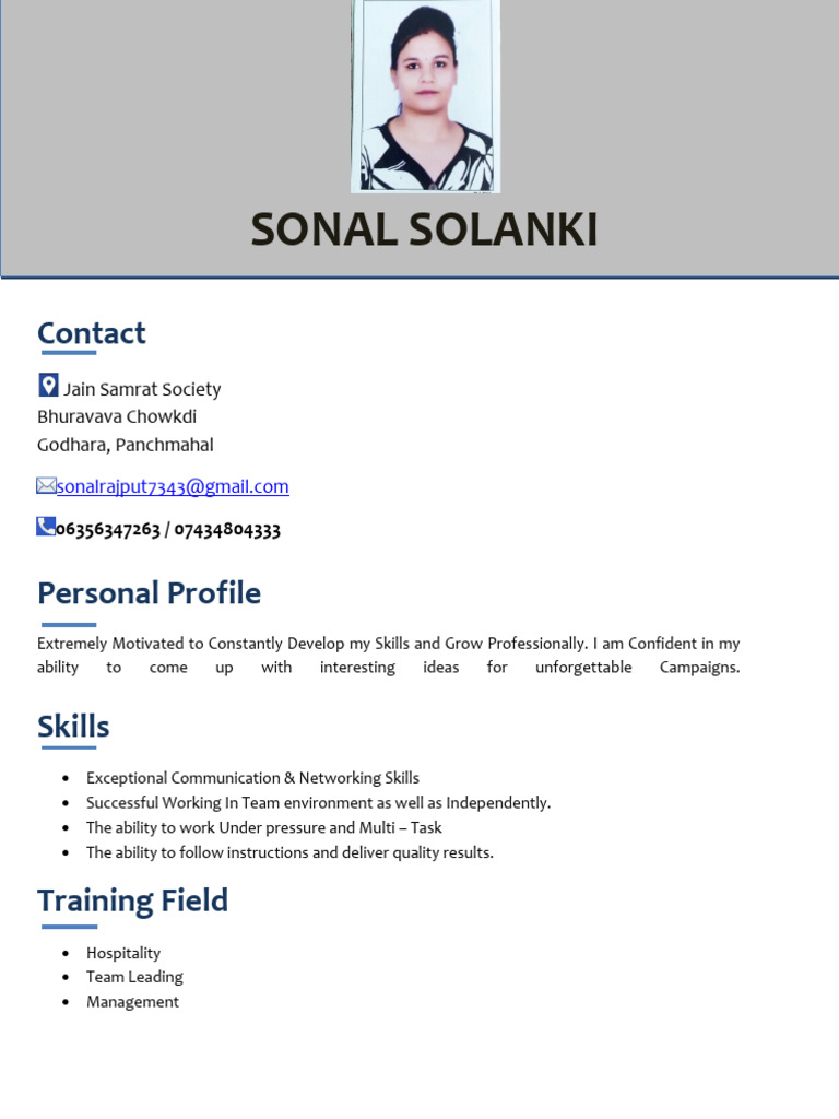 Resume - Sonal Solanki | PDF