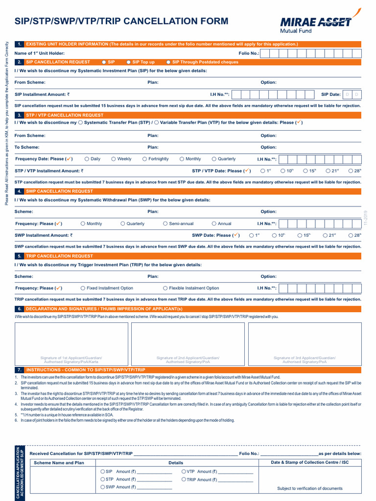 Sip STP SWP VTP Trip Cancellation Form Nov 19 | PDF