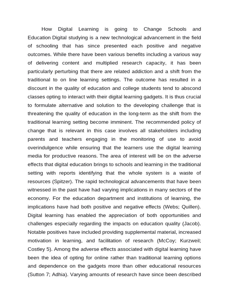 How Digital Learning Is Going To Change Schools and Education | PDF