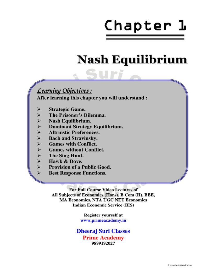 Chapter 1 Nash Equilibrium | PDF