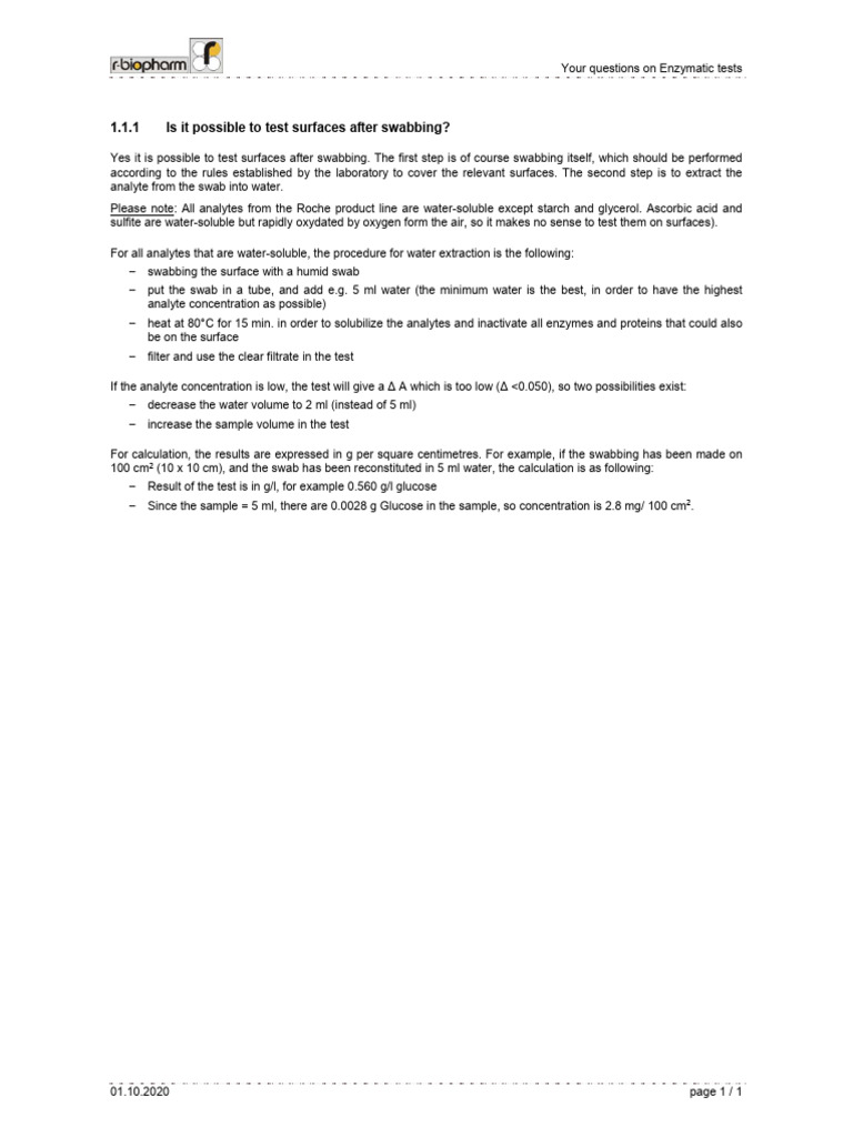 FAQ_Samples_Swabbing surfaces | PDF