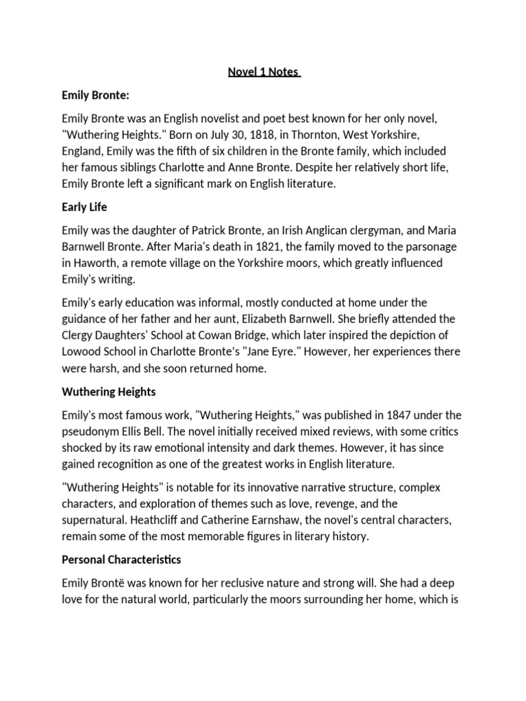 Novel 1 Notes | PDF