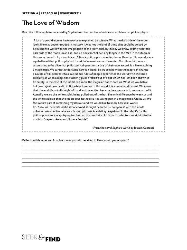 Love of Wisdom Worksheet | PDF