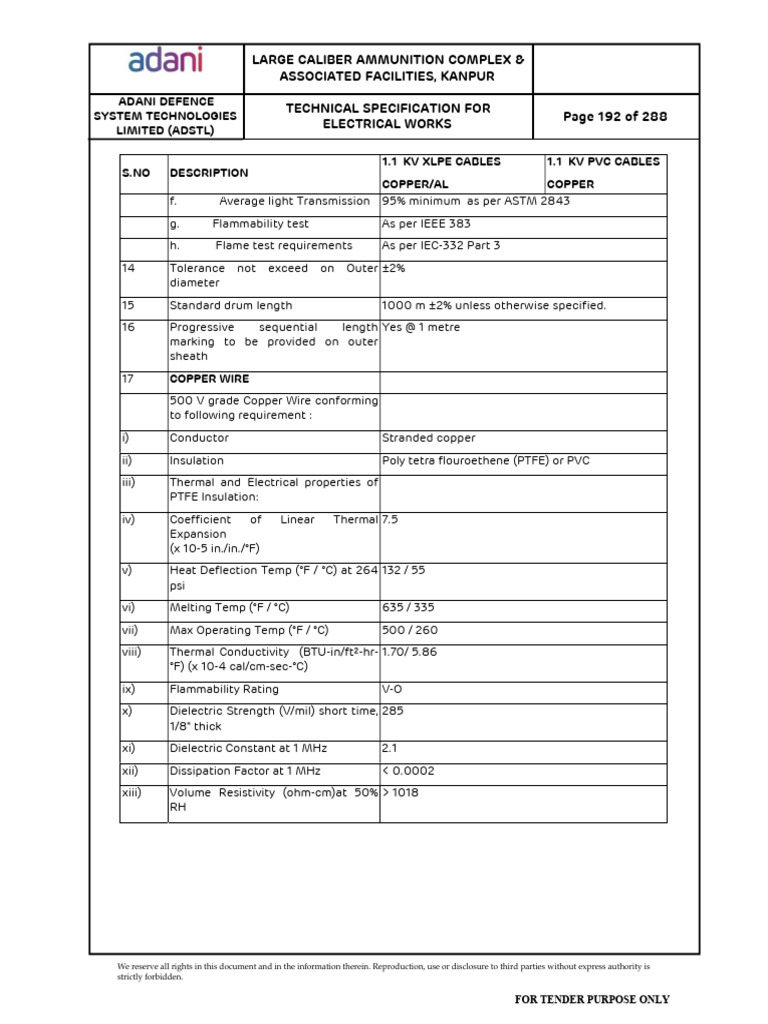 LT Cable Tech. Specification 6 | PDF