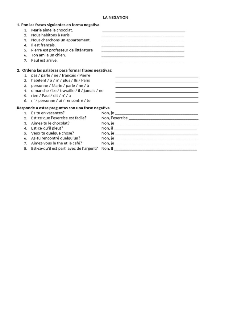 La Negation | PDF