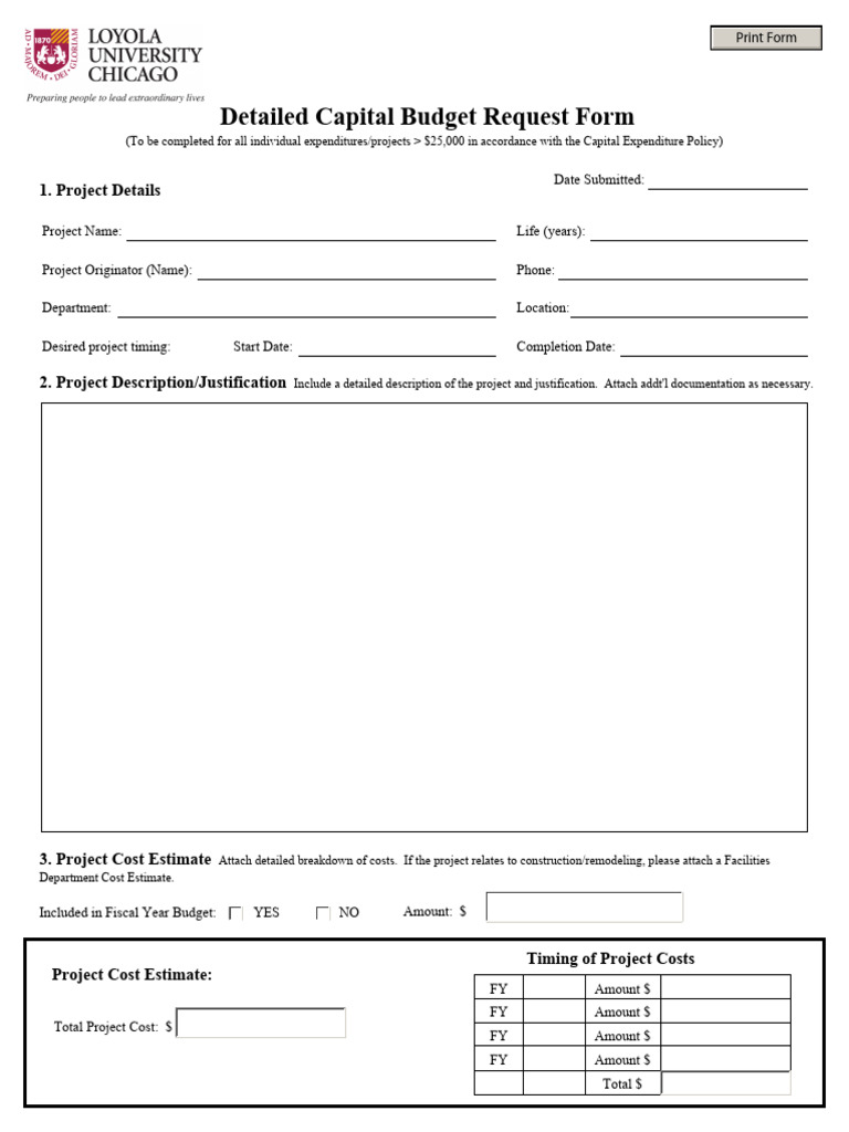Capital Budget Request Form | PDF