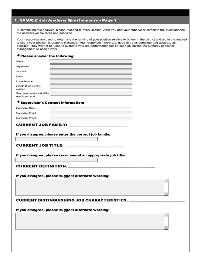 SAMPLE Job Analysis Questionnaire - WRIPAC | PDF