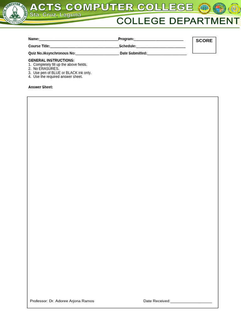 Copy Template Asynchronous Activity Answer Sheet | PDF | Business ...