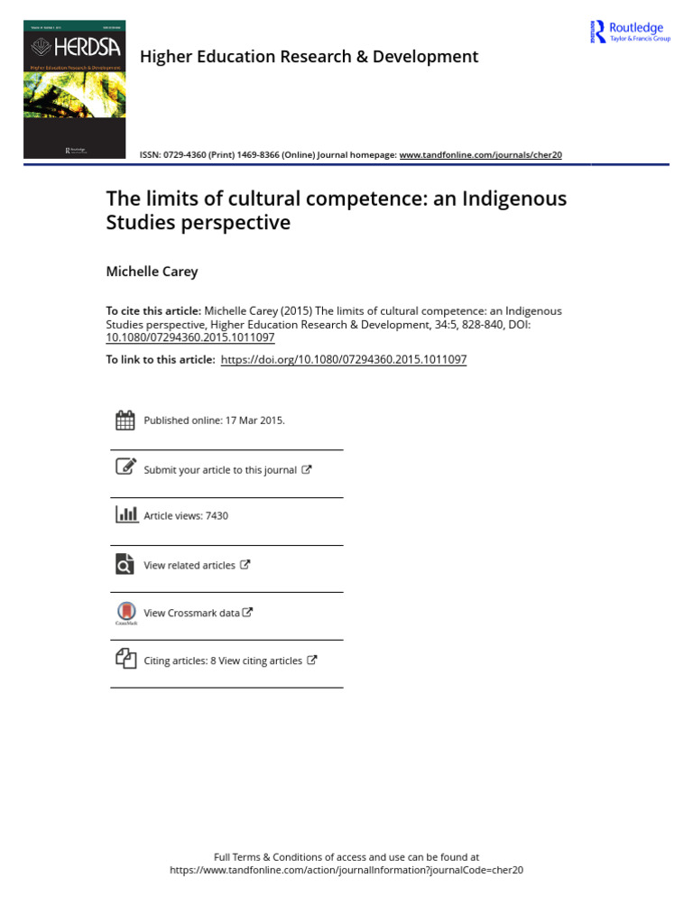 The Limits of Cultural Competence An Indigenous Studies Perspective | PDF