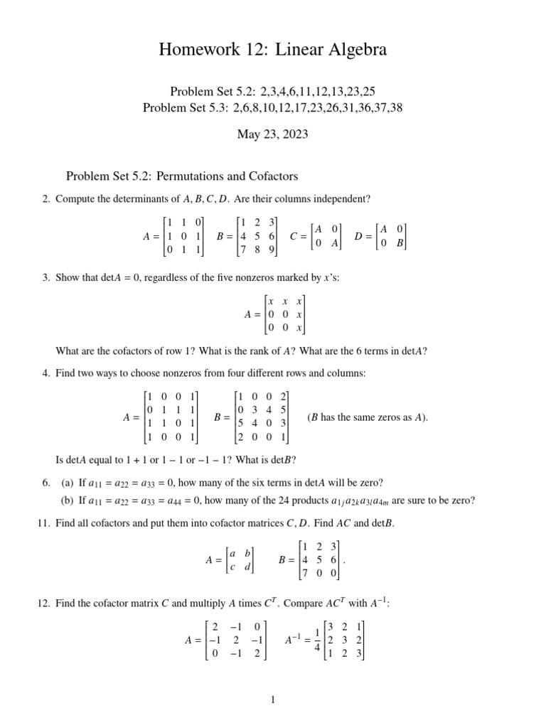 HW12 Linear Algebra | PDF