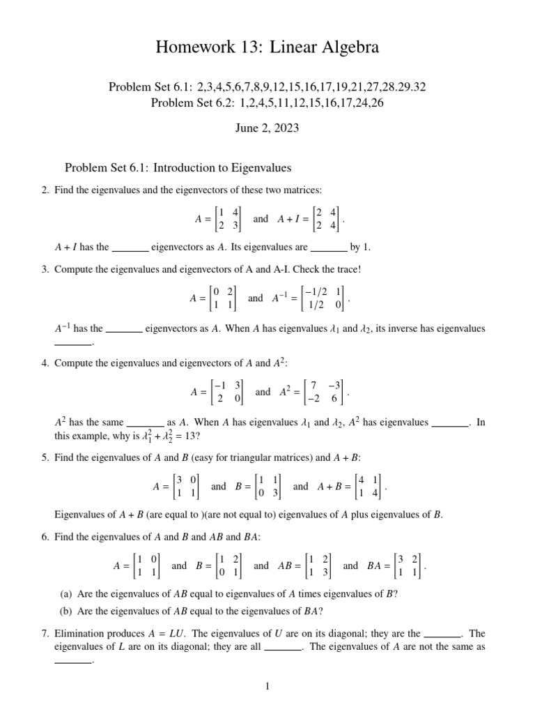 HW13 Linear Algebra | PDF