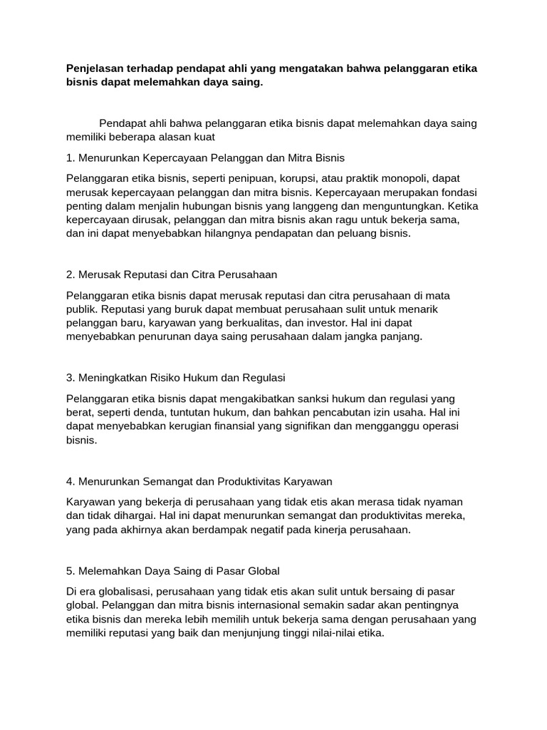 Syahrizal Isnaini Putra M - Etika Dan Hukum Bisnis | PDF Syahrizal Isnaini Putra M - Etika Dan Hukum Bisnis | PDF