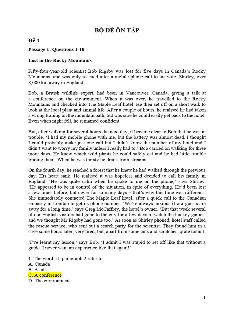 Ôn Reading VSTEP B2 | PDF