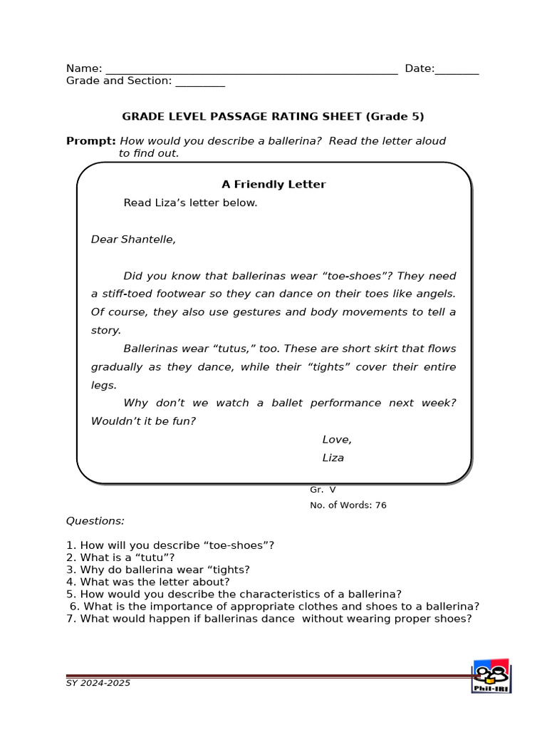 Grade 5 A Friendly Letter | PDF