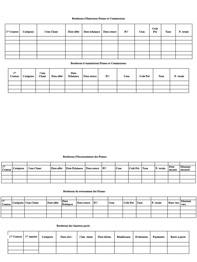 Bordereaux Modèles | PDF