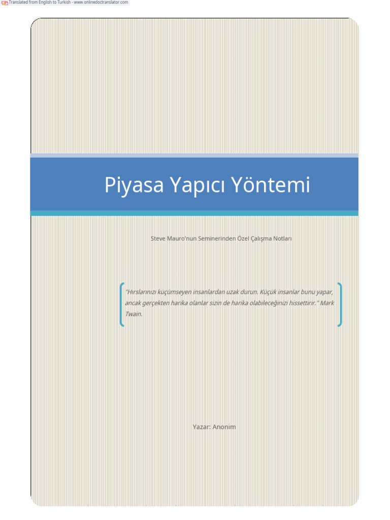 BTMM The Market Maker Method Study Notes - En.tr | PDF