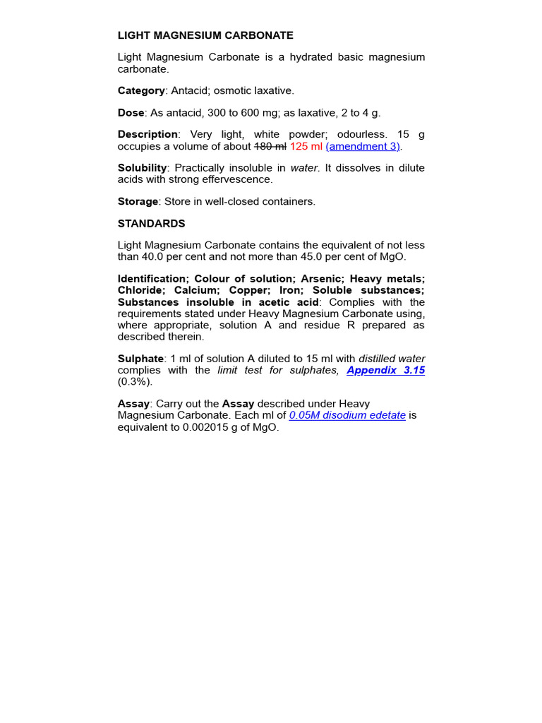 08 - Light Magnesium Carbonate IP Monograph | PDF